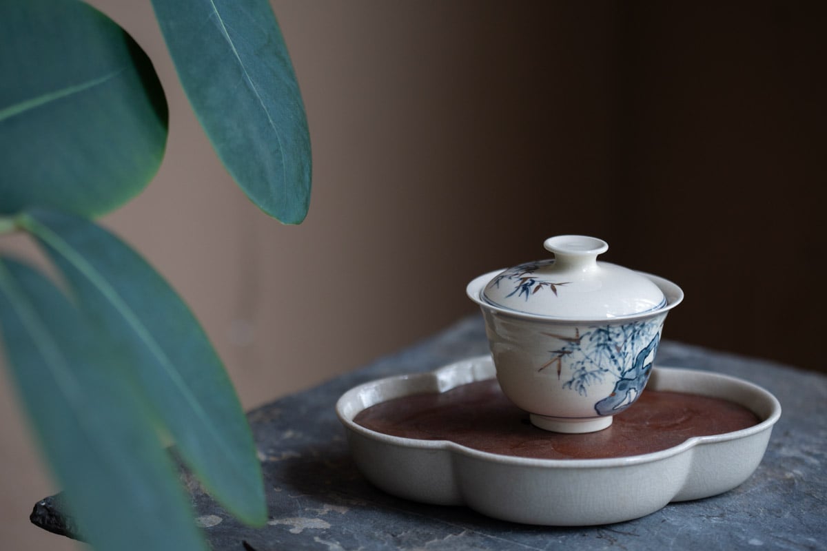 Gilded Qinghua Gaiwan - Bamboo | BITTERLEAF TEAS