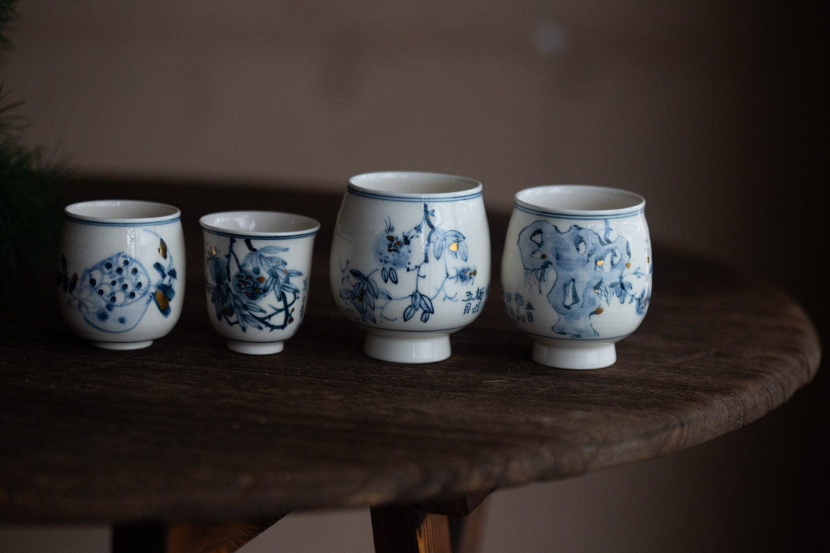 Gilded Qinghua Teacup - Pomegranate | BITTERLEAF TEAS
